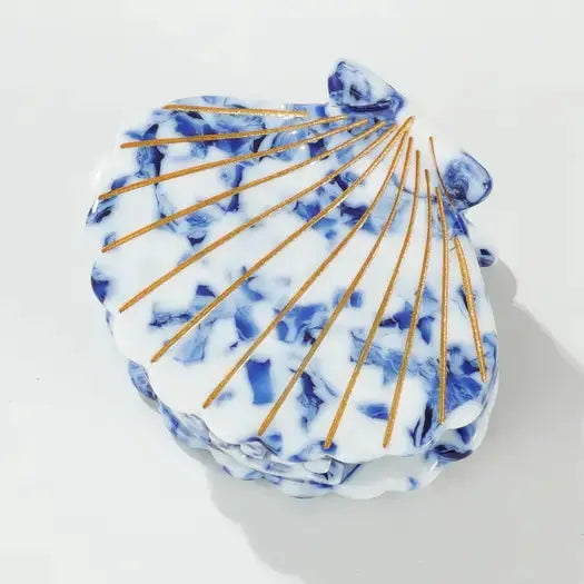 Coastal Blue & Gold Seashell Claw Clip – Sea Lustre